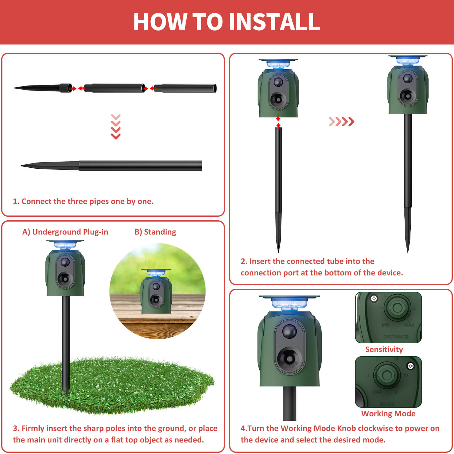 360° Motion Activated Animal Deterrent（AR52） - x-pest